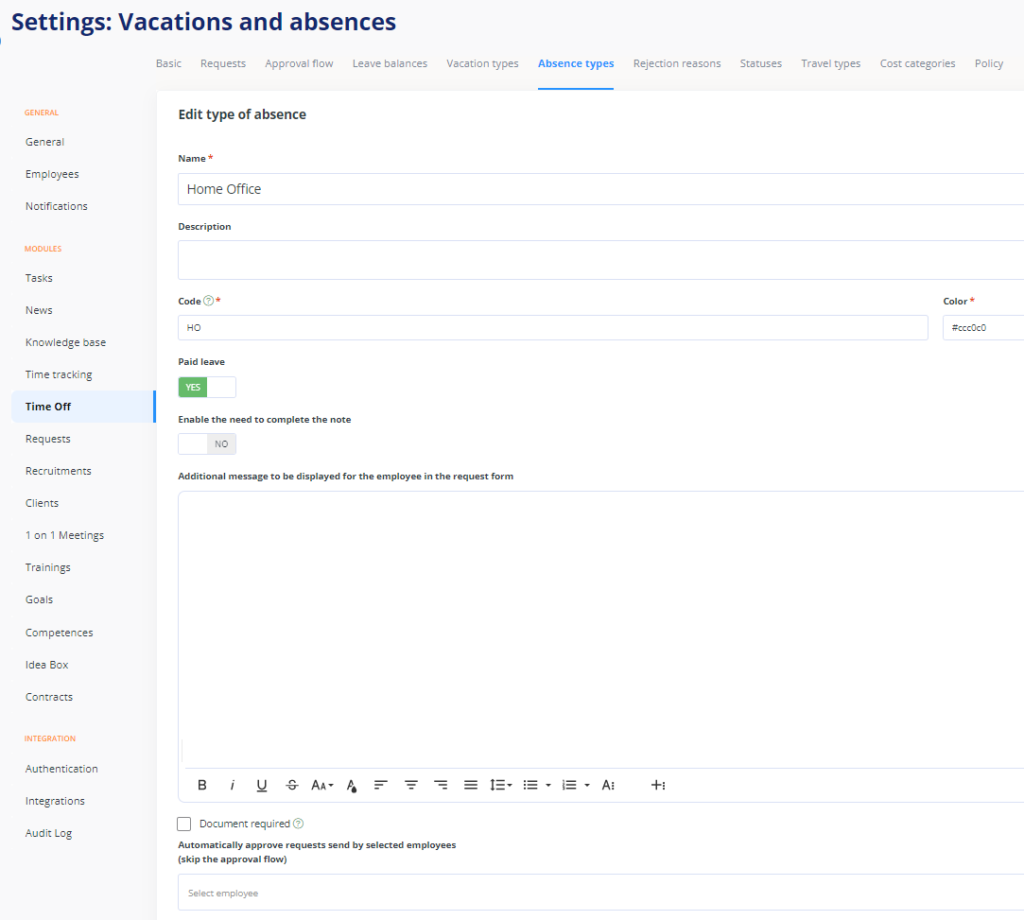 How to Add a New Absence Type and its Color in the Calendar 2a – Help ...