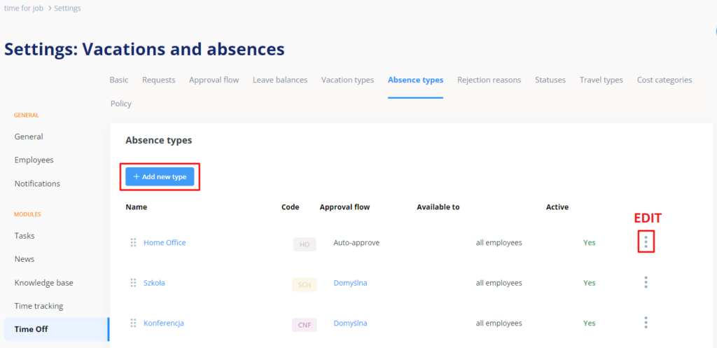 How to Add a New Absence Type and its Color in the Calendar – Help ...