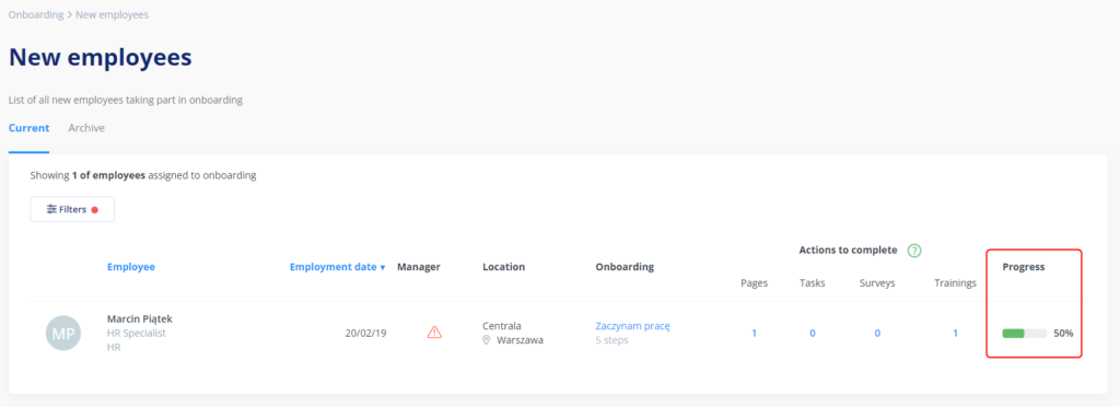 How Onboarding Progress is Calculated – Help Center tomHRM